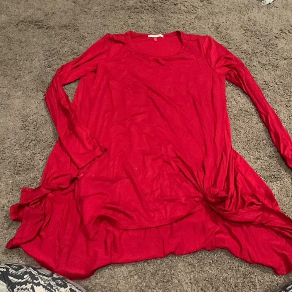 Tops | Floaty Long Sleeve Red Top | Poshmark